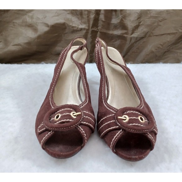 Predictions | Shoes | Predictions Chocolate Brown Suede Slingbacks Peep ...
